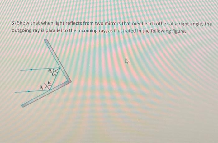 Solved 3) Show that when light reflects from two mirrors | Chegg.com