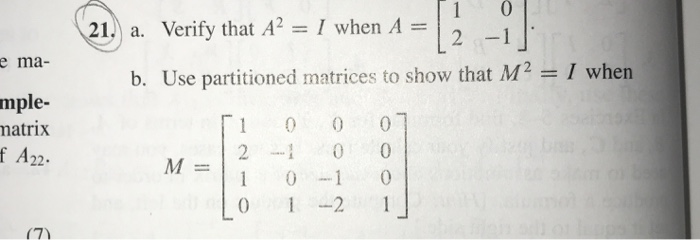 Solved 21. a. Verify that A2 = I when A = e ma- b. Use | Chegg.com