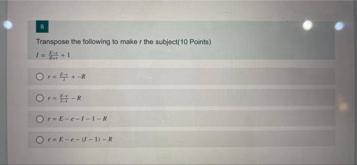 Solved Transpose the following to make r the subject(10 | Chegg.com