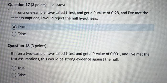 Solved If I run a one-sample, two-tailed t-test, and get a | Chegg.com