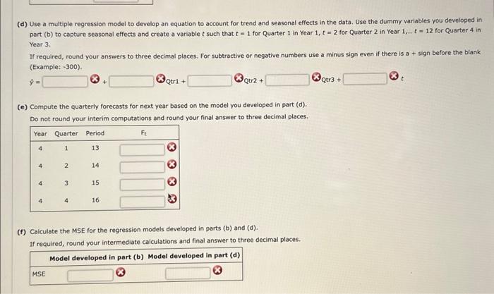 Solved Consider the following time series data.(d) Use a | Chegg.com