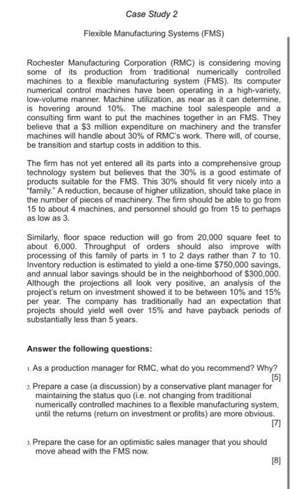 Solved Flexible Manufacturing Systems (FMS) Rochester | Chegg.com