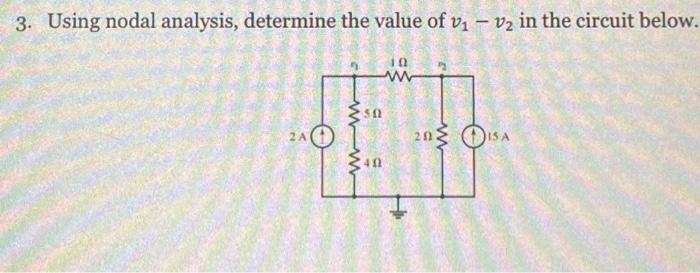 Solved 3. Using nodal analysis, determine the value of v₁ - | Chegg.com