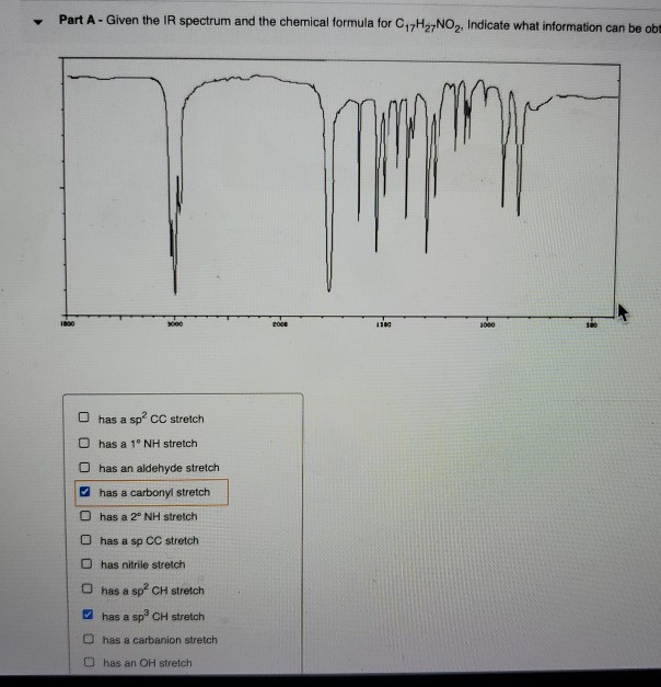 Part A - Given the IR spectrum and the chemical | Chegg.com