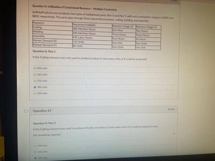 Solved pes Question G: Utilization of Constrained Resource - | Chegg.com