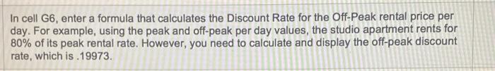 Solved In cell G6, enter a formula that calculates the | Chegg.com