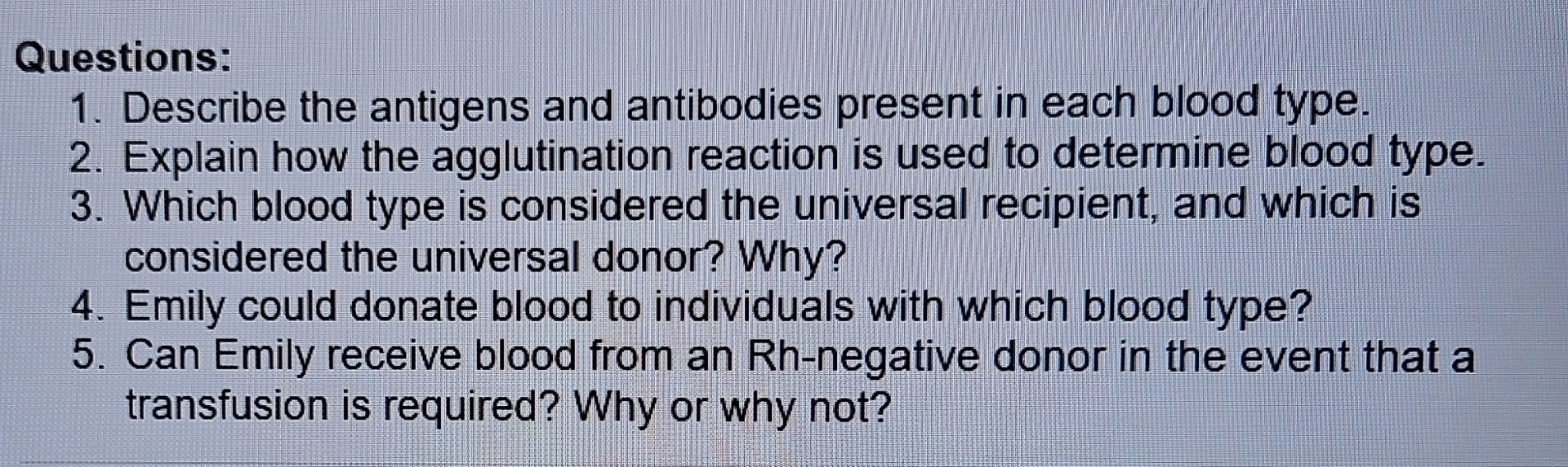 Solved Questions:Describe the antigens and antibodies | Chegg.com