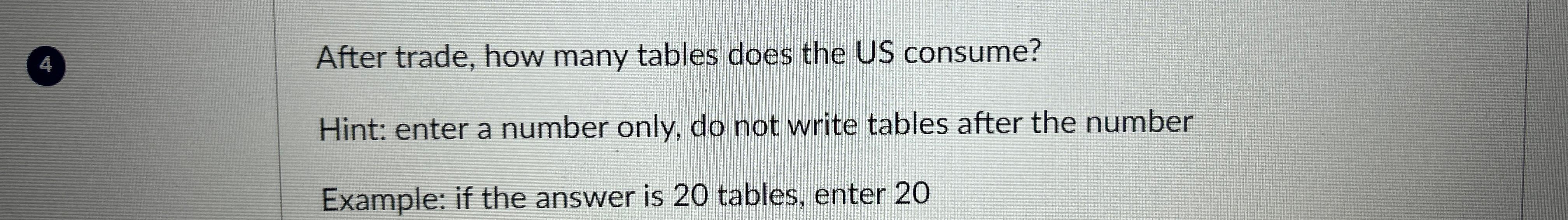 Solved 4After trade, how many tables does the US | Chegg.com