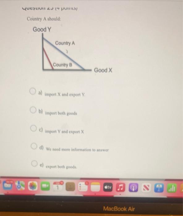 Solved a) import X and export Y. b) import both goods c) | Chegg.com