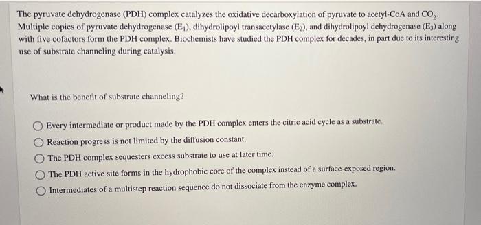 Solved The pyruvate dehydrogenase (PDH) complex catalyzes | Chegg.com