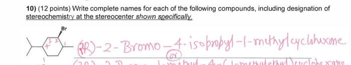 Solved 10) (12 points) Write complete names for each of the | Chegg.com