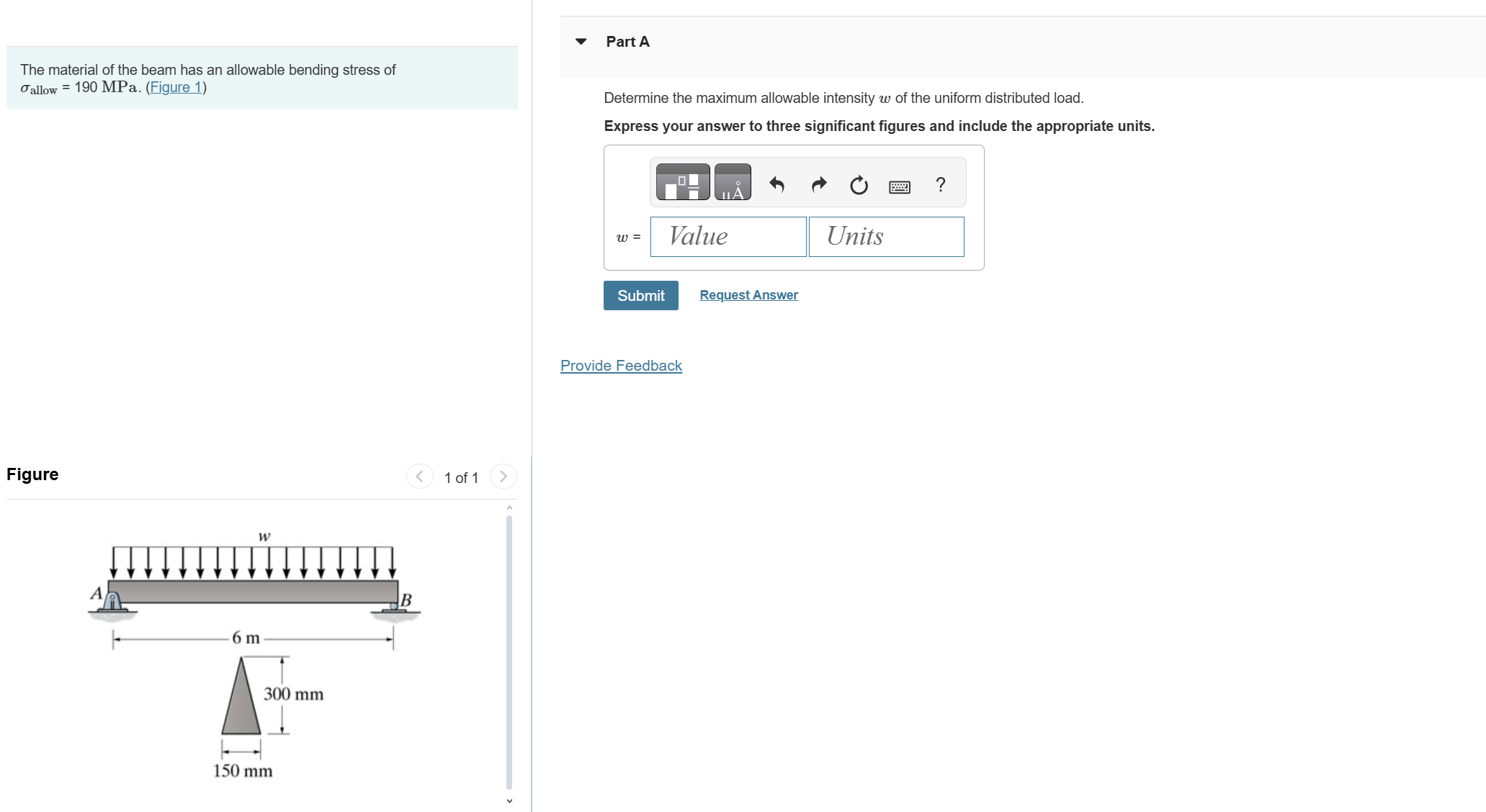 The material of the beam has an allowable bending | Chegg.com