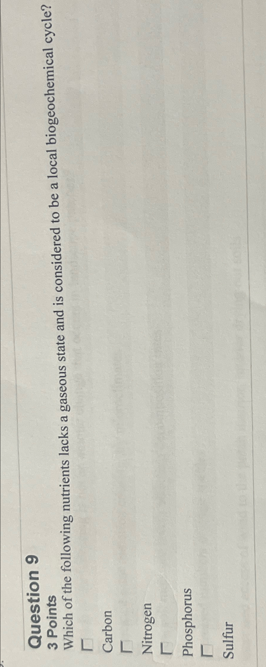 Solved Question 93 ﻿Points Which of the following nutrients | Chegg.com