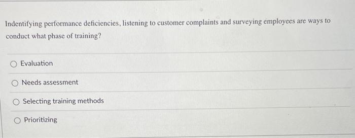 Solved Indentifying performance deficiencies, listening to | Chegg.com