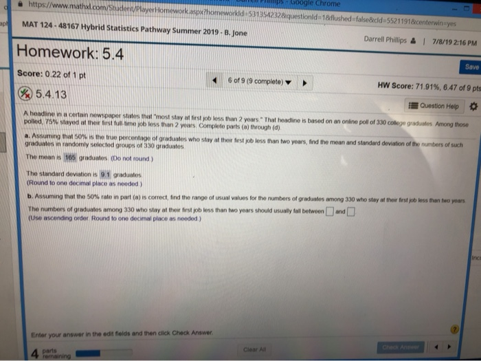 Solved https://www.mathal.com/Student/Player Homework | Chegg.com
