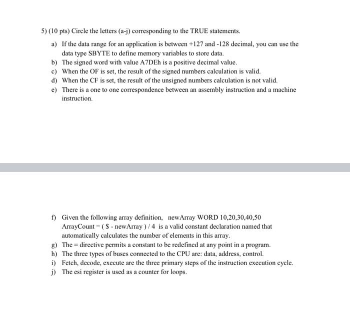 Solved 2) (14 pts) Given the following unsigned word array | Chegg.com