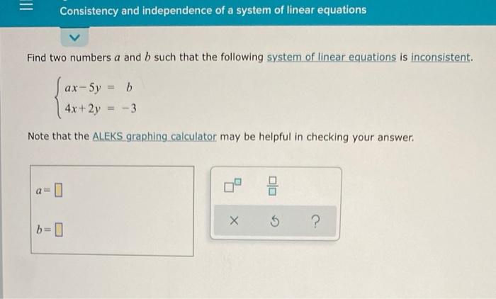 Solved TIL = Consistency and independence of a system of | Chegg.com