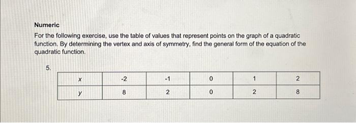 Solved Numeric For the following exercise, use the table of | Chegg.com