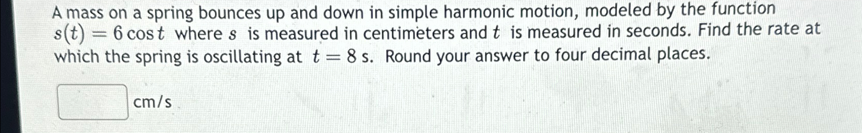Solved A mass on a spring bounces up and down in simple | Chegg.com