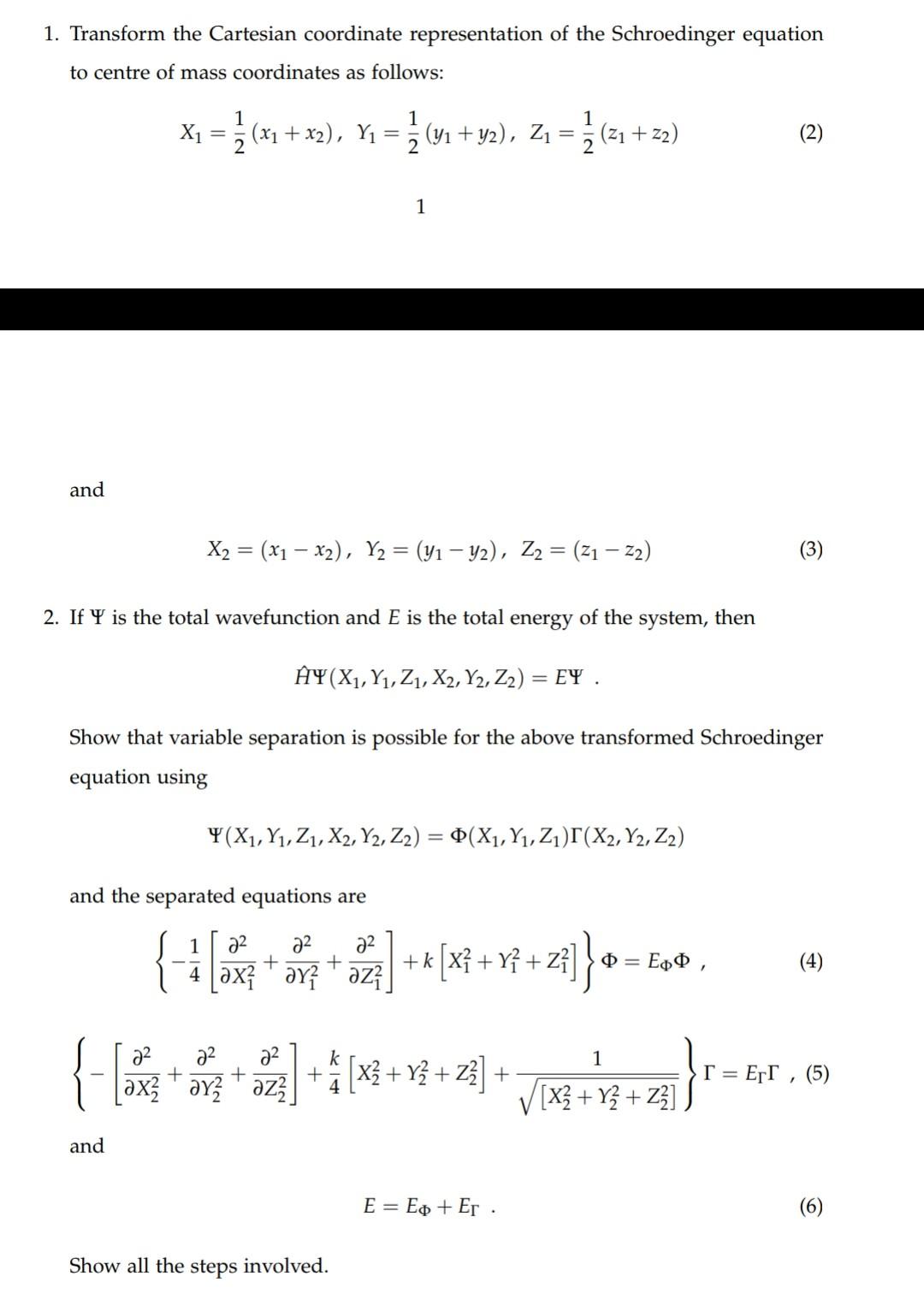 Solved 1. Transform the Cartesian coordinate representation | Chegg.com