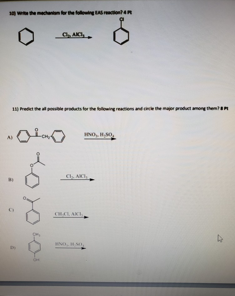 Solved 10) Write the mechanism for the following EAS | Chegg.com