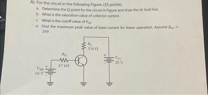 A) For the circuit in the following Figure. (15 | Chegg.com