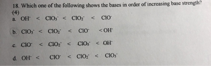 Solved 18. Which one of the following shows the bases in | Chegg.com