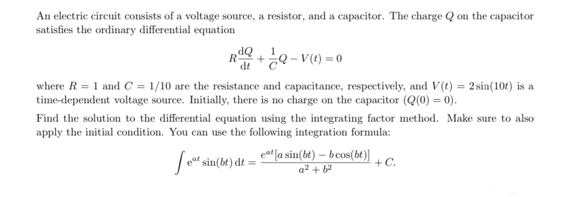 Solved An electric circuit consists of a voltage source, a | Chegg.com