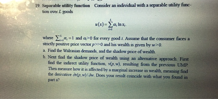 19. Separable utility function Consider an individual | Chegg.com