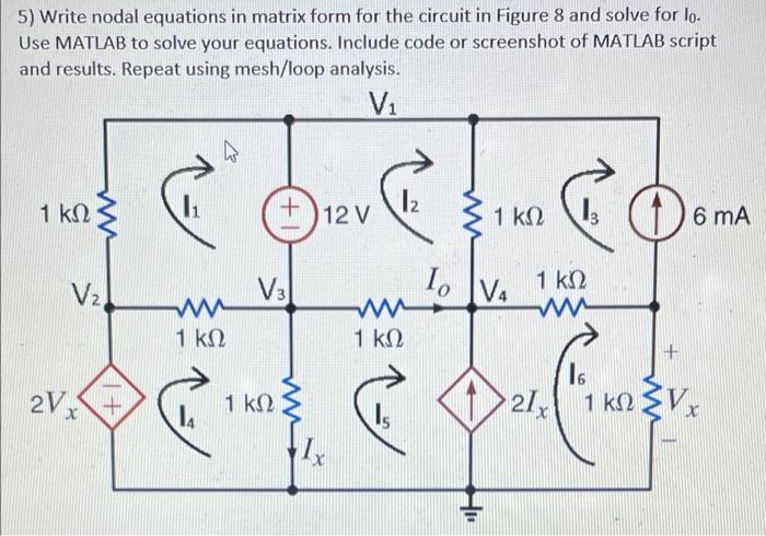 Solved Write nodal equations in matrix form and solve for | Chegg.com