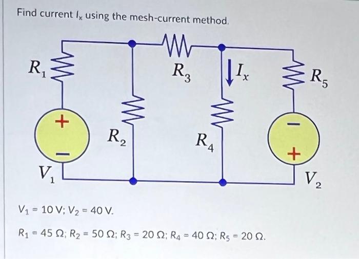 Solved Find current Ix using the mesh-current method. V1=10 | Chegg.com Solved Find current Ix using the mesh-current method. V1=10 | Chegg.com