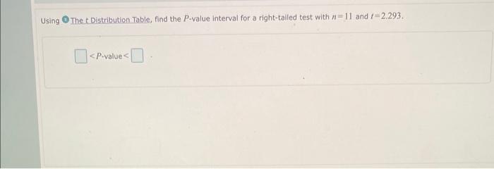 Solved Using 1 The T Distribution Table Find The P Value 