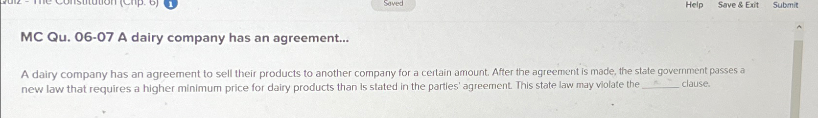 Solved MC Qu. 06-07 ﻿A dairy company has an agreement...A | Chegg.com