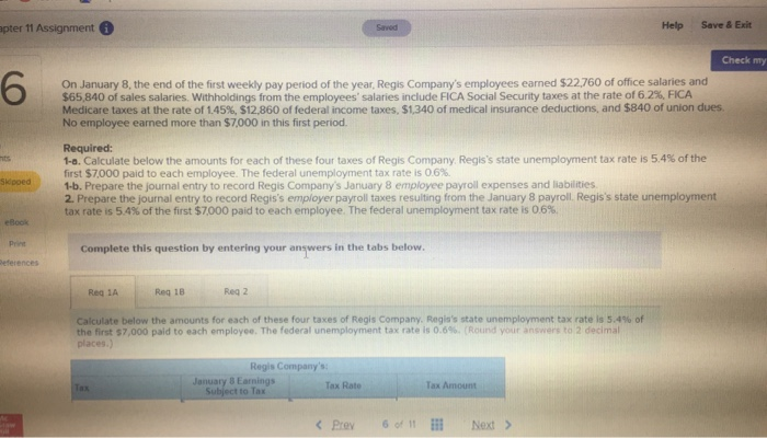 Solved pter 11 Assignment Help Save & Exit Check my On | Chegg.com