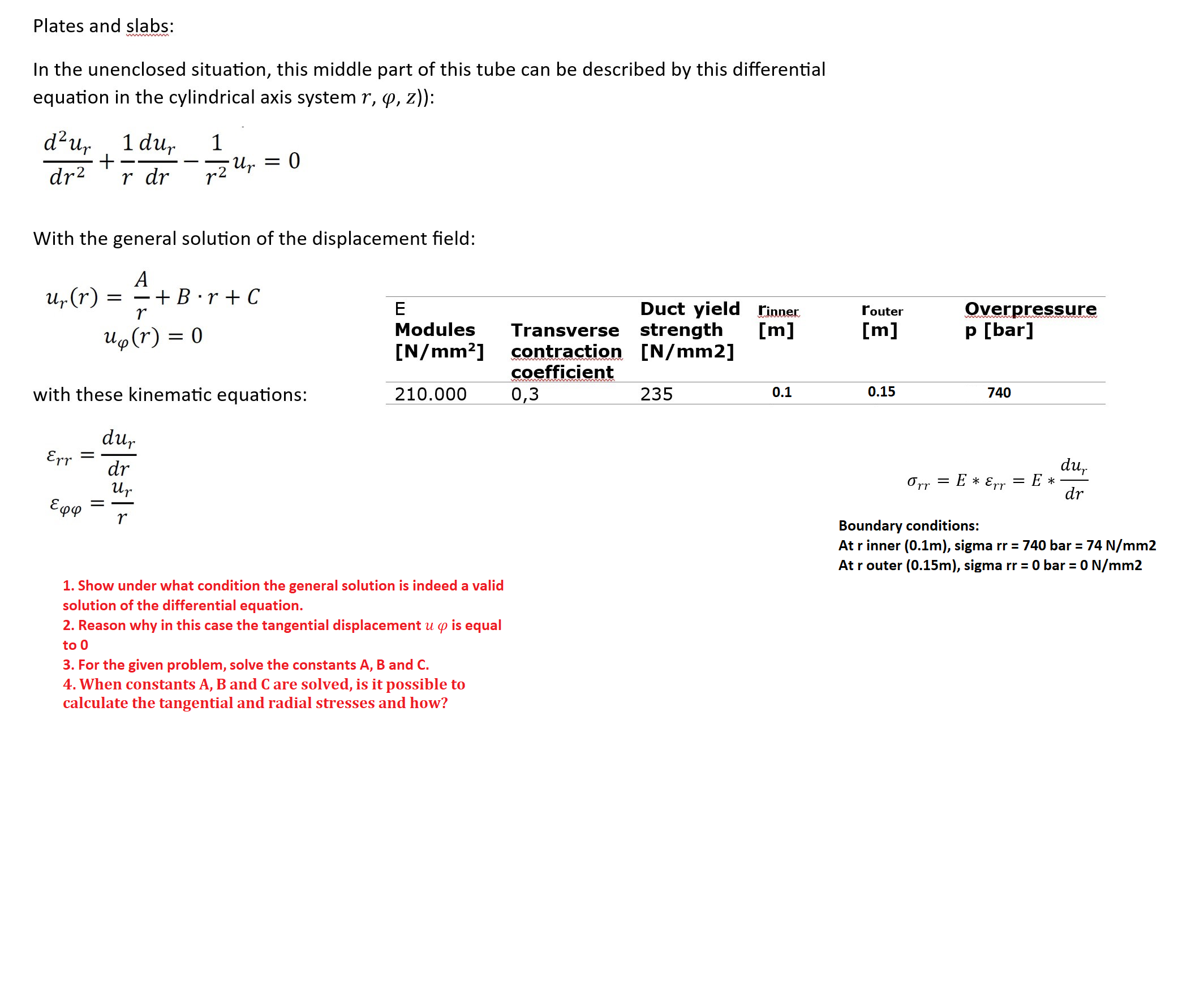 Solved Solve differential equation pipe under pressure | Chegg.com