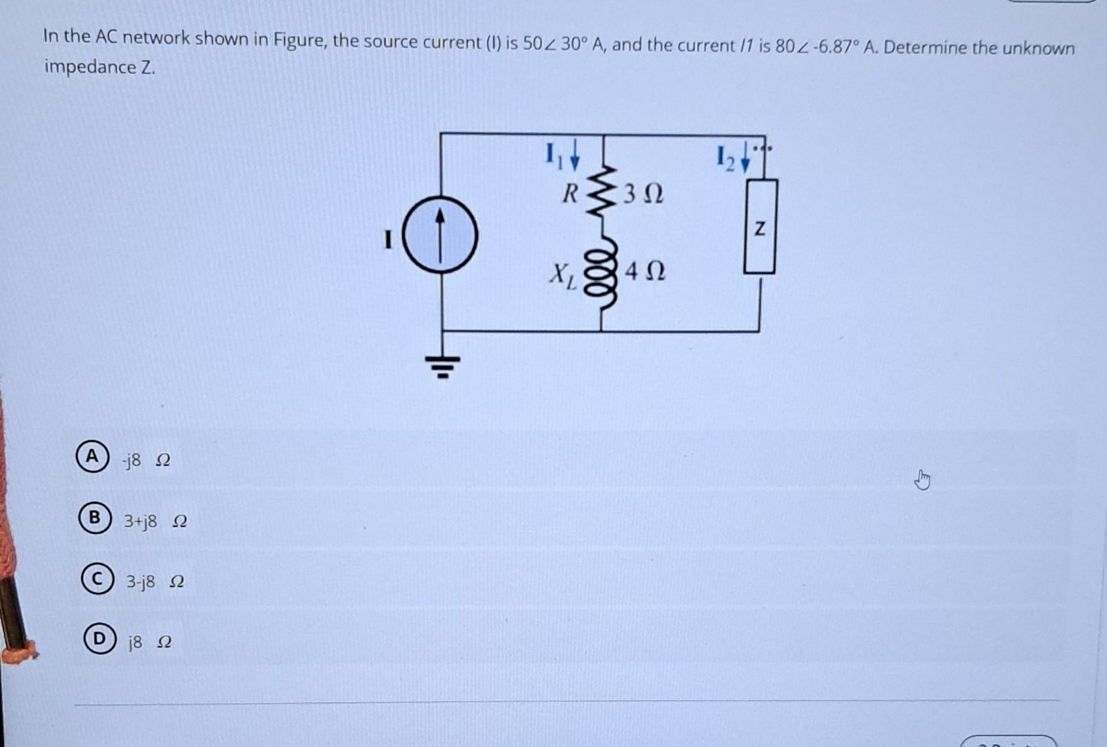 Solved \r\nIn the AC network shown in Figure, the source | Chegg.com