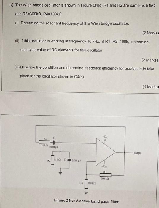 Solved b) An Infinity Gain Multiple Feedback active Band | Chegg.com