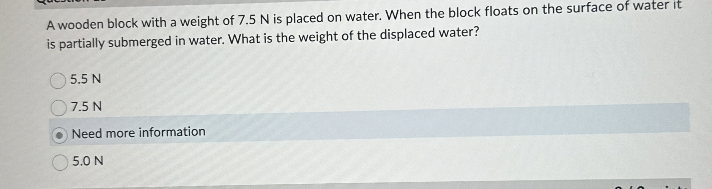 Solved A wooden block with a weight of 7.5 ﻿N is placed on | Chegg.com