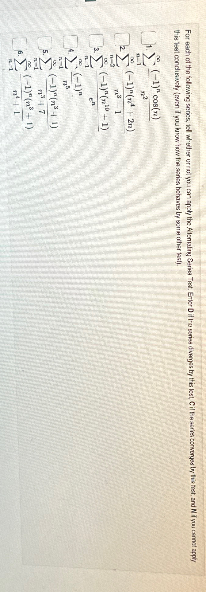 Solved For each of the following series, tell whether or not | Chegg.com