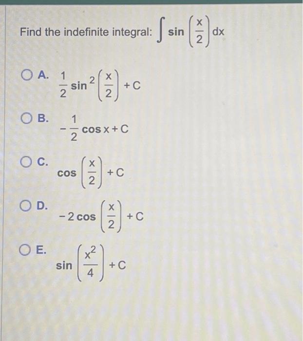 Solved e indefinite integral: ∫sin(2x)dx | Chegg.com