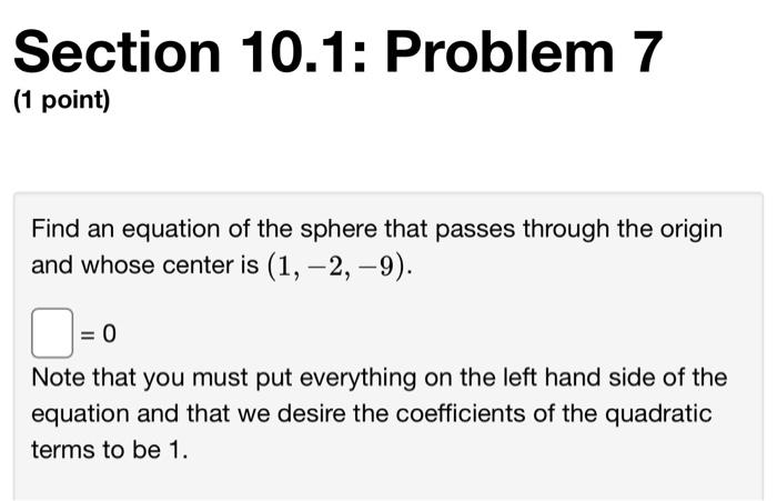 Solved Section 10.1: Problem 7 (1 point) Find an equation of | Chegg.com