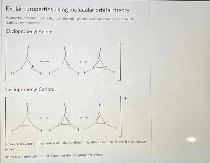 Solved Explain properties using molecular orbital theory | Chegg.com