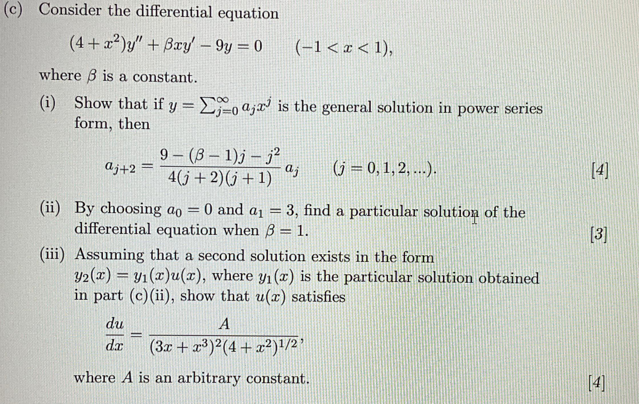 Solved (c) ﻿Consider the differential equation=(0,1,2,dots | Chegg.com