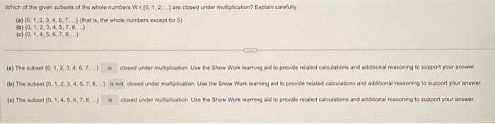 Solved Which of the given subsets of the whole numbers | Chegg.com