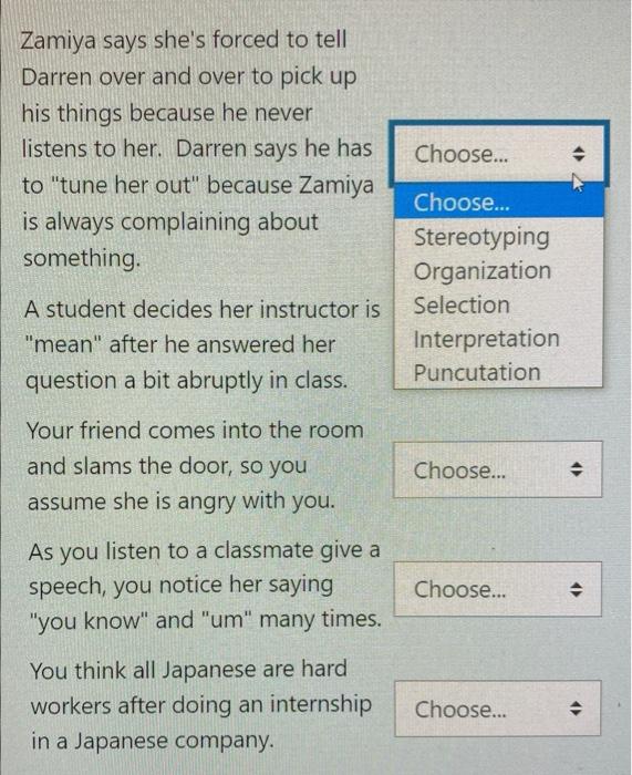 Zamiya says she's forced to tell Darren over and over | Chegg.com