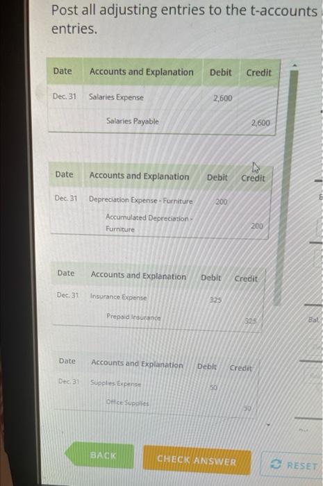 Solved post adjusting Entries post all adjustung entries to | Chegg.com