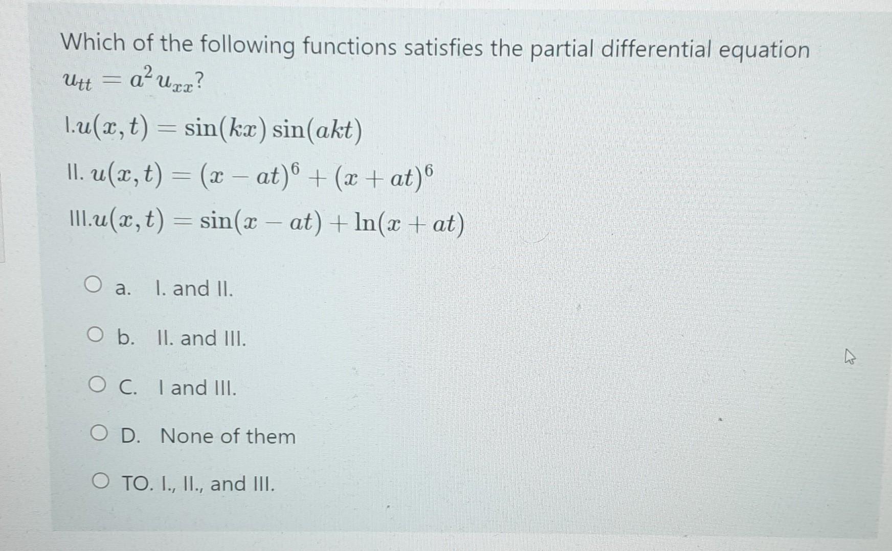 Solved Which of the following functions satisfies the | Chegg.com