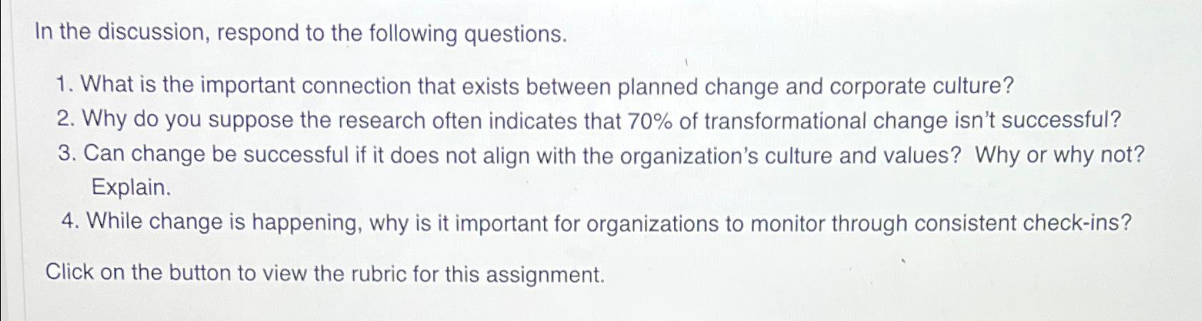 Solved In the discussion, respond to the following | Chegg.com
