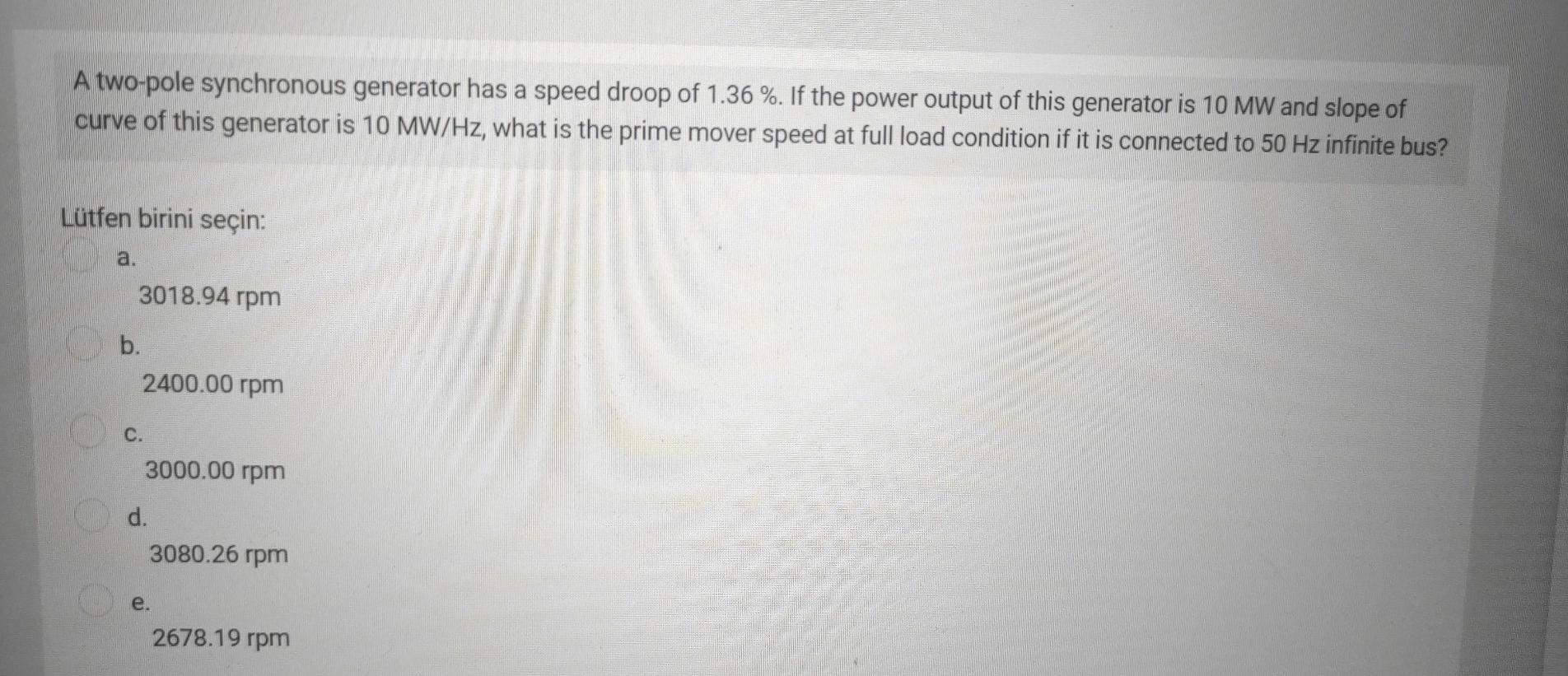 Solved A two-pole synchronous generator has a speed droop of | Chegg.com