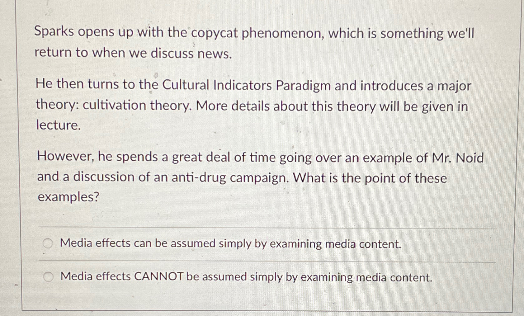 Sparks opens up with the copycat phenomenon, which is | Chegg.com